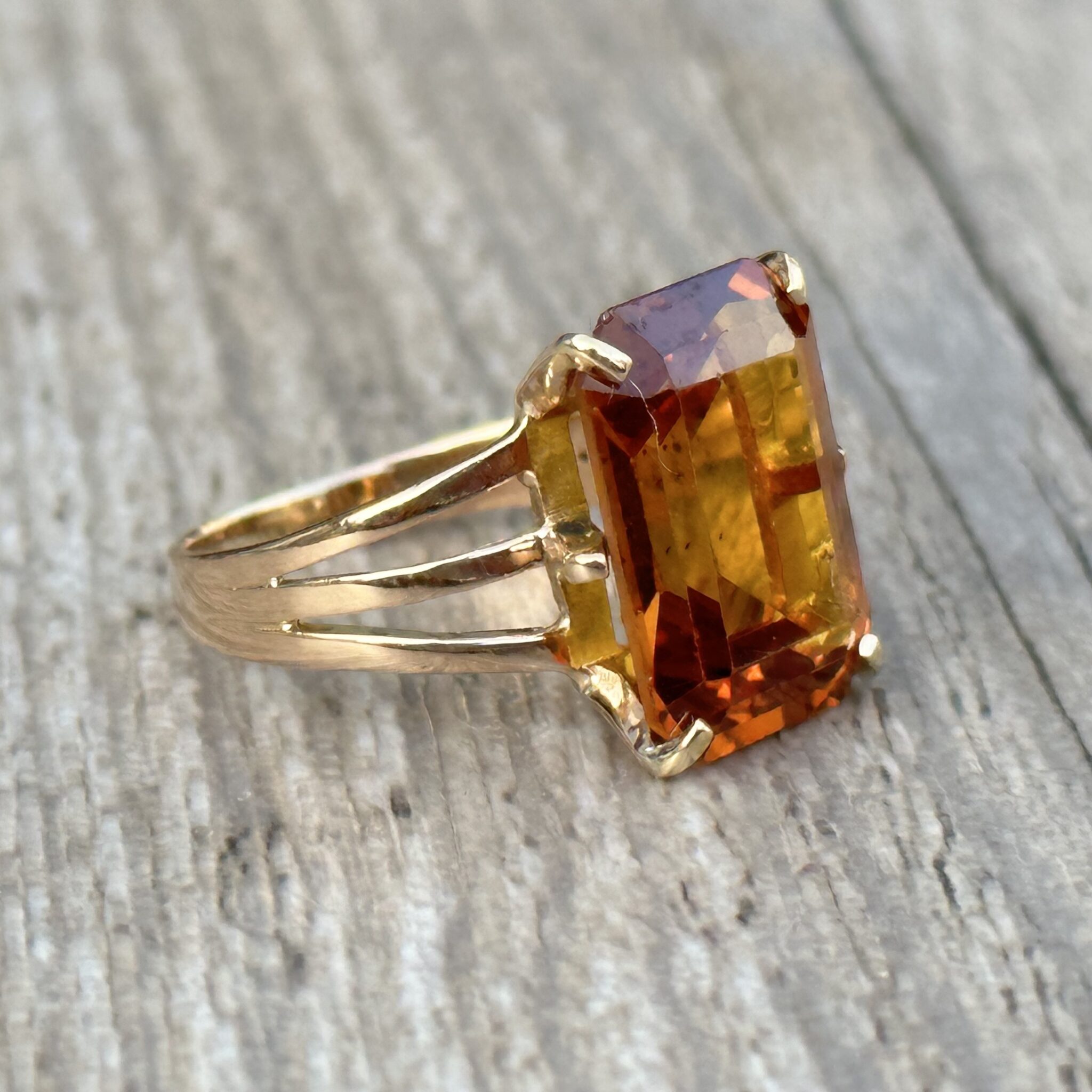 Bague topaze orange en or 18 carats d'occasion - Des bijoux en or